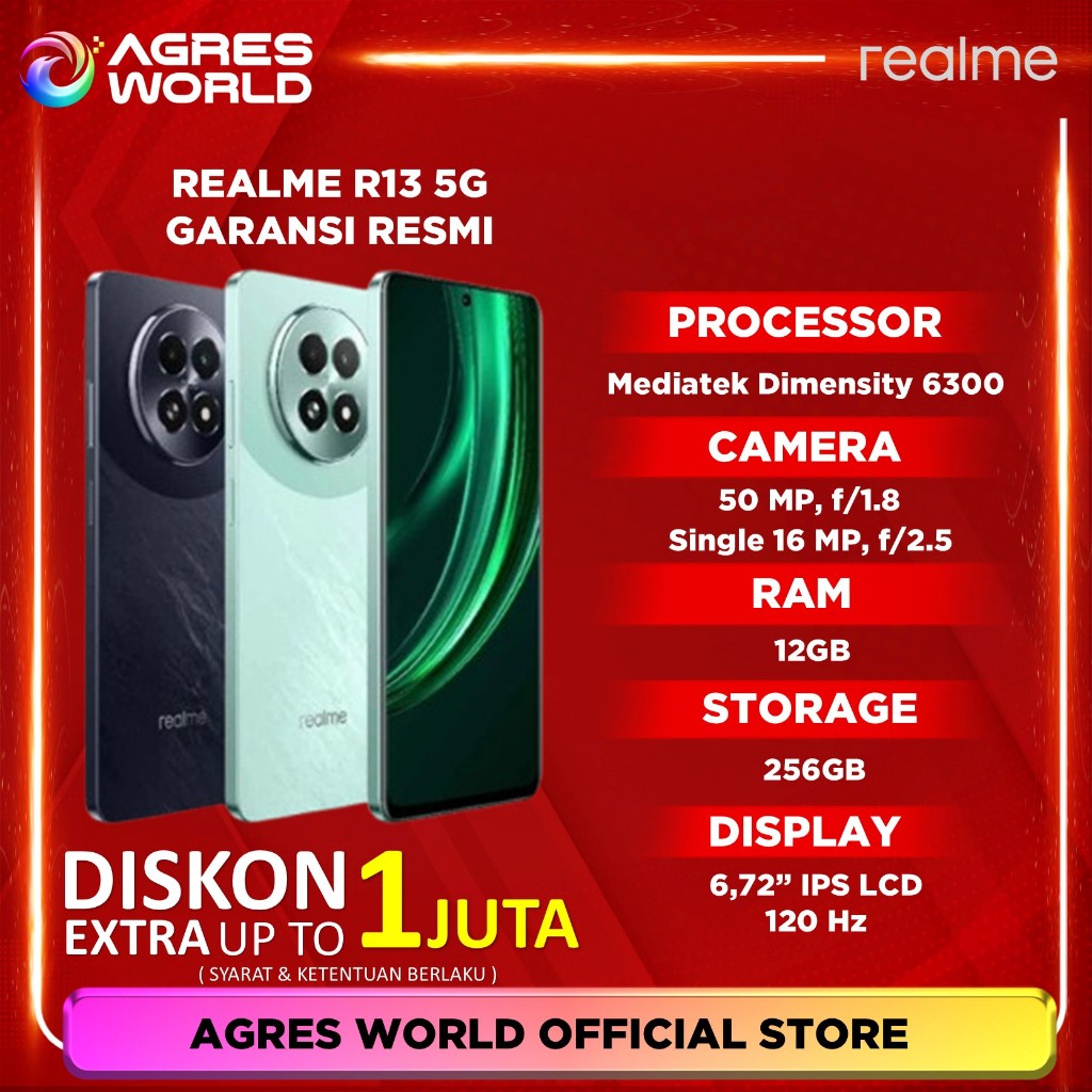 Jual realme 13 5G 12GB+256GB (Prosesor 5G Dimensity 6300 | Pendingin VC Stainless Steel | 45W ...
