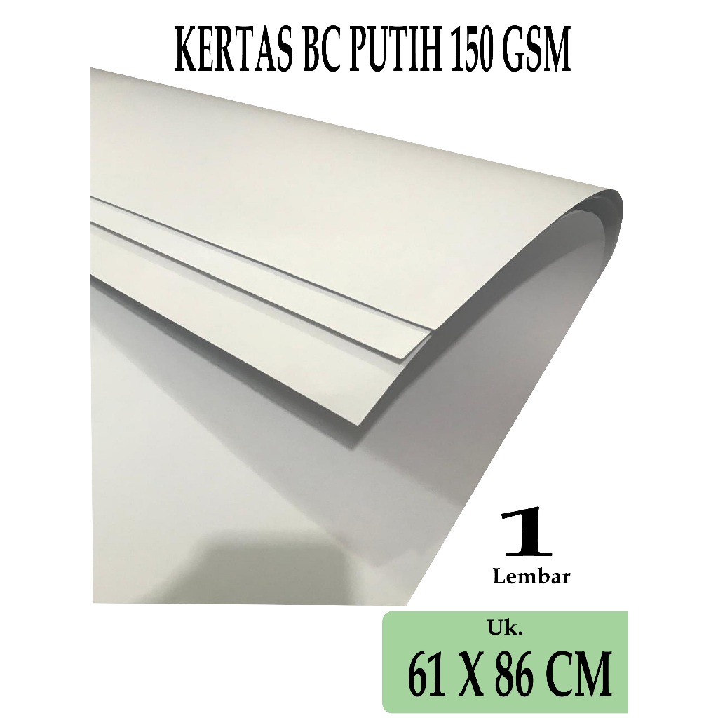 Jual KERTAS MANILA / KERTAS BC WARNA PUTIH 150 GSM UKURAN PLANO ( 61 X ...