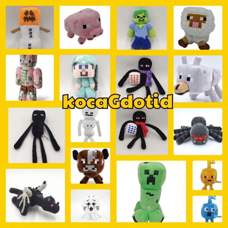 Jual Boneka Karakter Game Spider Creeper Ghast Enderman Zombie Skeleton ...