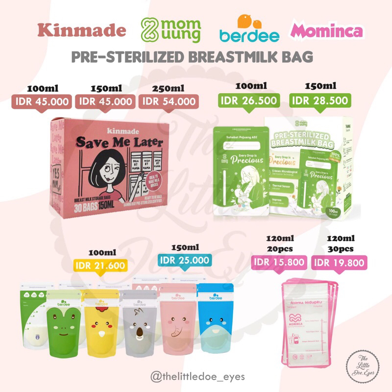 Jual Kinmade / Mom Uung / Berdee Pre-sterilized Breast milk Storage Bag ...