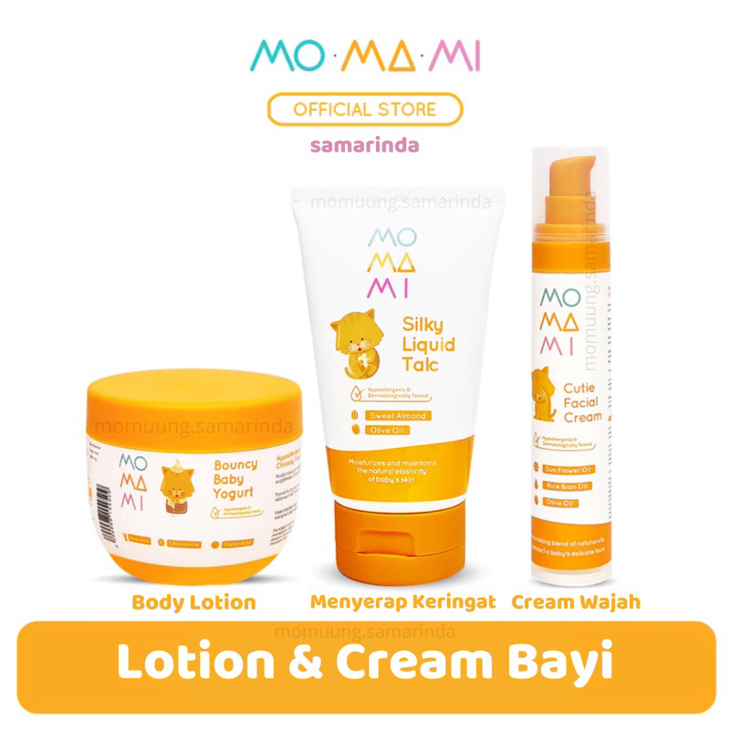Jual Momami Cutie Facial Cream 50 gr | Momami Silky Liquid Talc 125 ml ...
