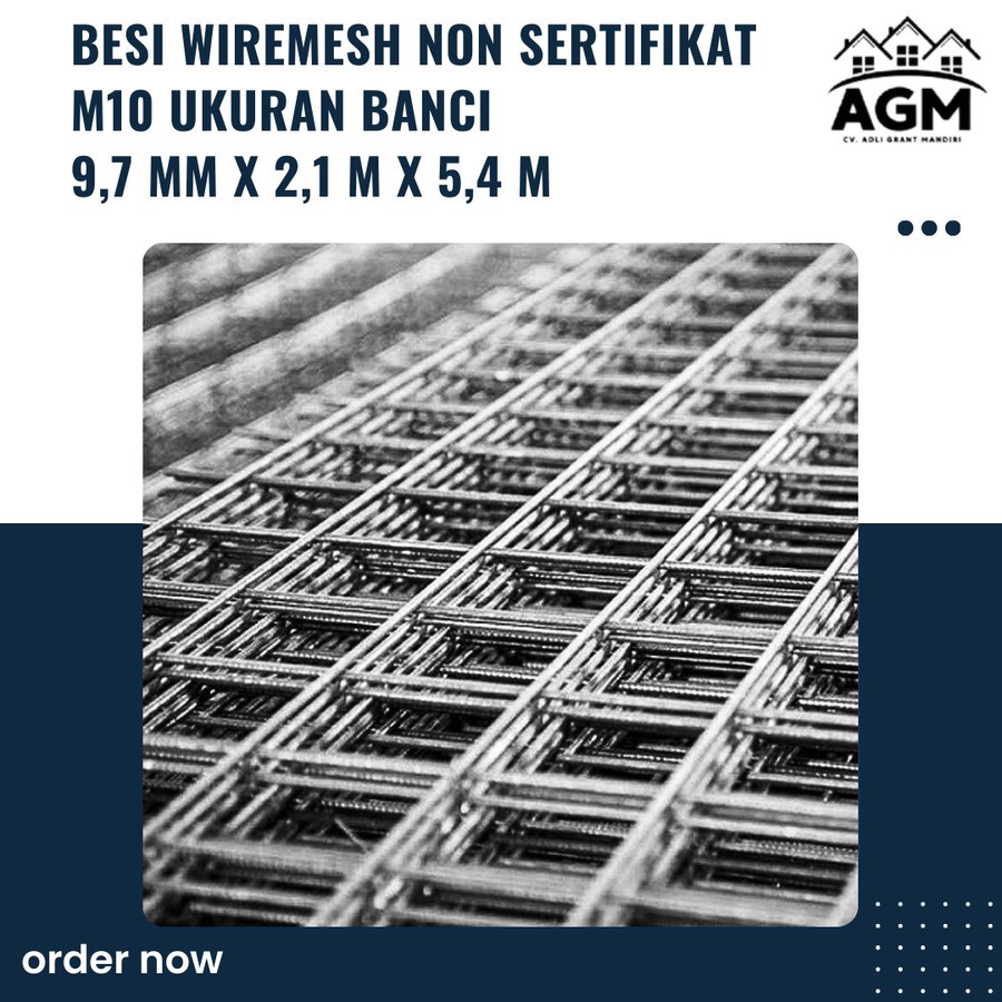 Jual besi wiremesh Non Sertifikat m10 ukuran banci 9,7 mm x 2,1 m x 5,4 ...