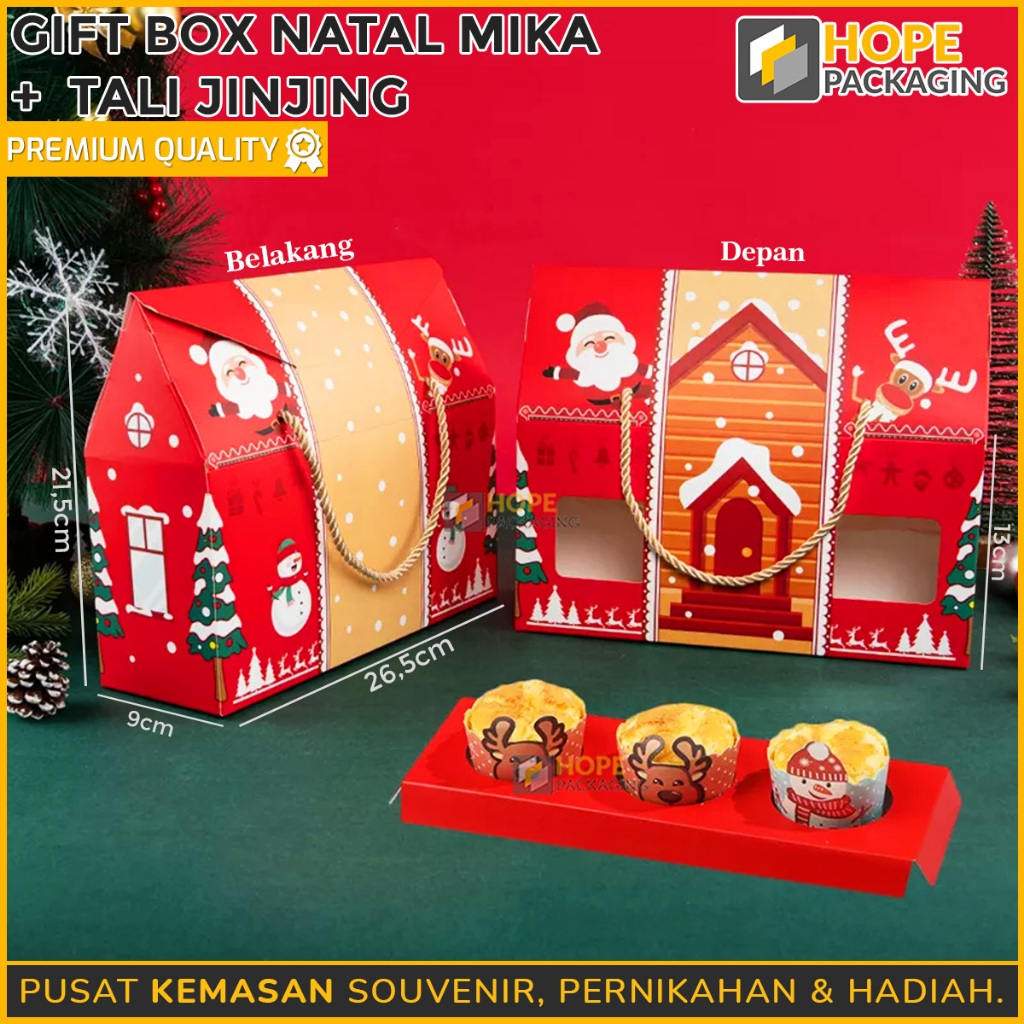 Jual Gift Box Natal + Tali Size : 26.5x 9x 21.5 cm / Tas Jinjing / Box ...