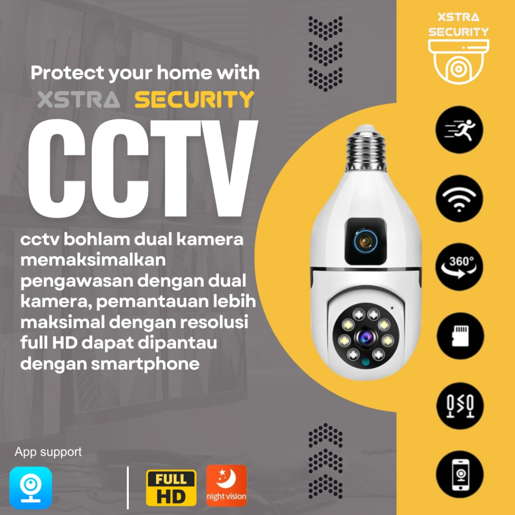 Jual CCTV bohlam dual kamera v360 | Shopee Indonesia