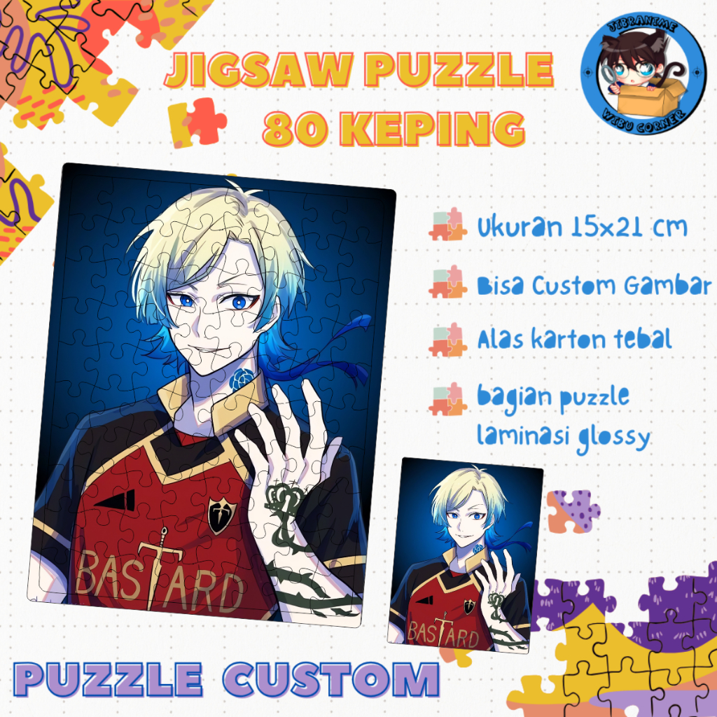 Jual Jigsaw Puzzle Anime Kaiser Blue Lock isi 80 keping ukuran A5 bisa ...