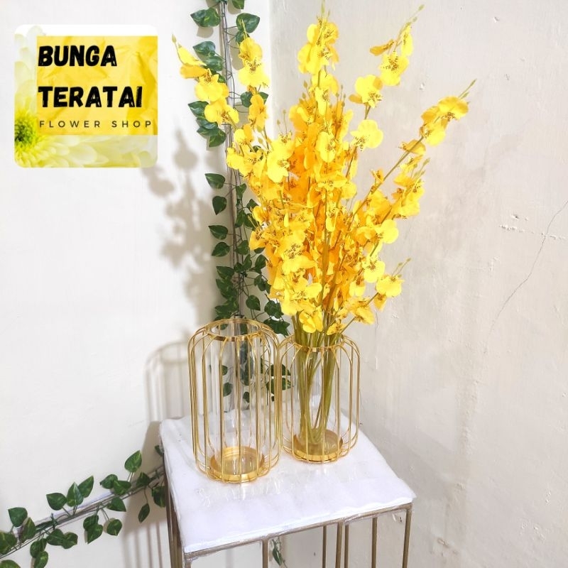 Jual VAS POT BUNGA GOLD EMAS METAL LOGAM DEKORASI MEJA ARTIFICIAL ...