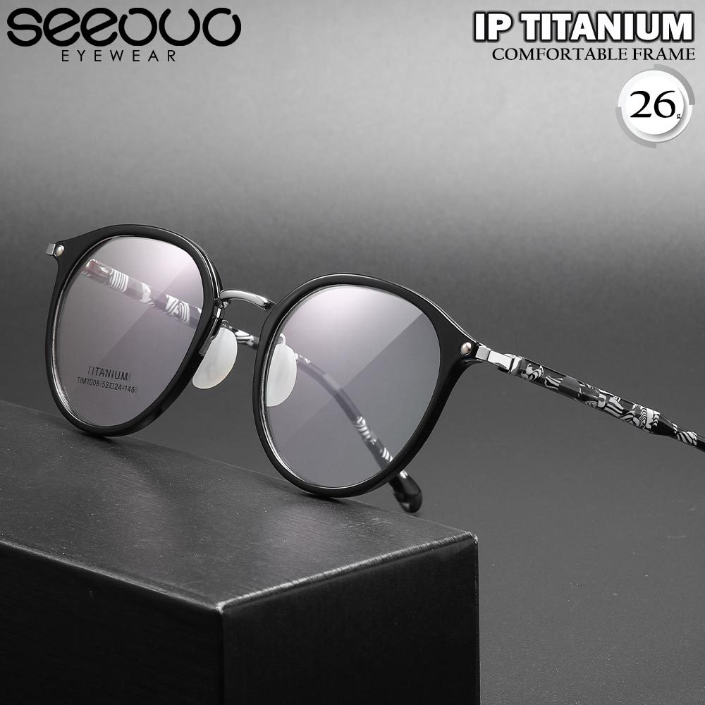 Jual Seeouo Kacamata Model Oval Stylish Bahan Titanium Frame Fashion Unisex Pria Wanita Bisa ...