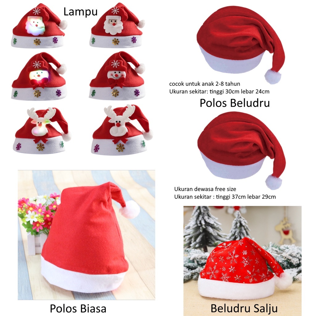 Jual TOPI Natal LED DAN TOPI SANTA POLOS TOPI MERRY CHRISTMAS POLOS DAN ...