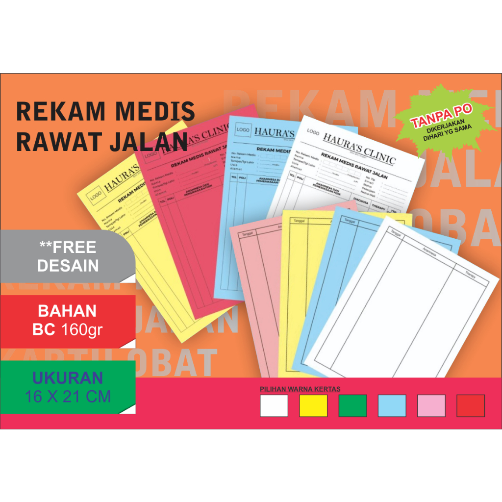 Jual Cetak Kartu Rekam Medis / Medical Record Card / Kartu Stok Obat ...