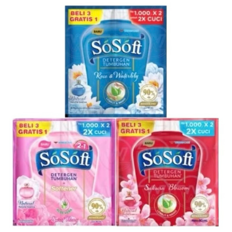 Jual SO SOFT LIQUID CAIR SACHET 80ml | Shopee Indonesia