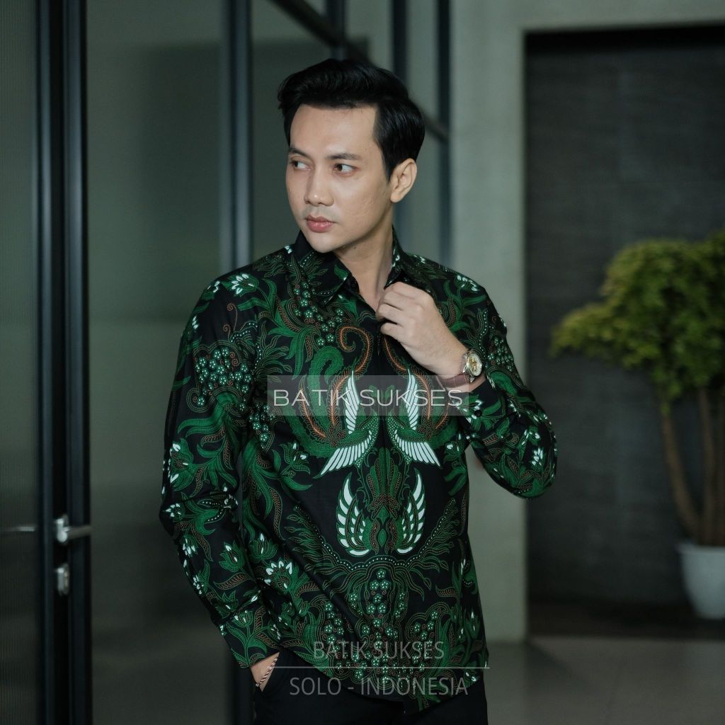 Jual GURDO IJO Atasan Kemeja Batik Pria PREMIUM Lengan Panjang Katun ...