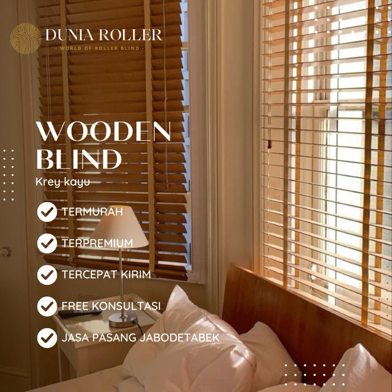 Jual Wooden Blinds / Krey Indoor Kayu Merk SHARP POINT Aesthetic Cozy ...