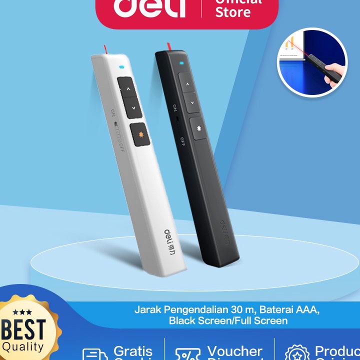 Jual Deli Laser Pointer Presenter Wireless USB Pen Laser Presentasi PPT Sinar Merah Jarak 3m 22 ...