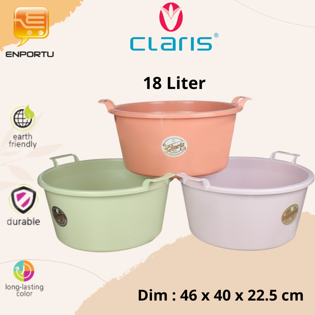 Jual CLARIS Baskom Air 3252 RE 18 Liter - Baskom Anti Pecah -Baskom ...