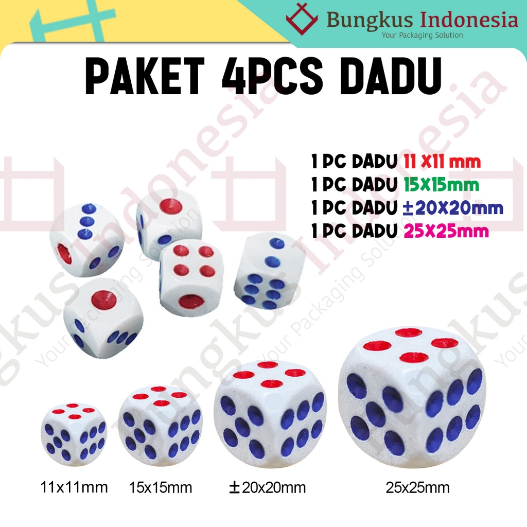 Jual Paket Dadu 4in1 / Dice Paket isi 4 Ukuran Board Game | Shopee Indonesia