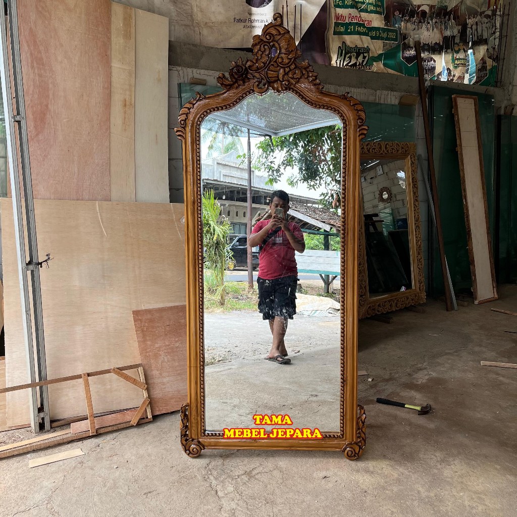 Jual Cermin Kaca Standing FULL BODY Frame Kayu Jati / Cermin Dinding ...