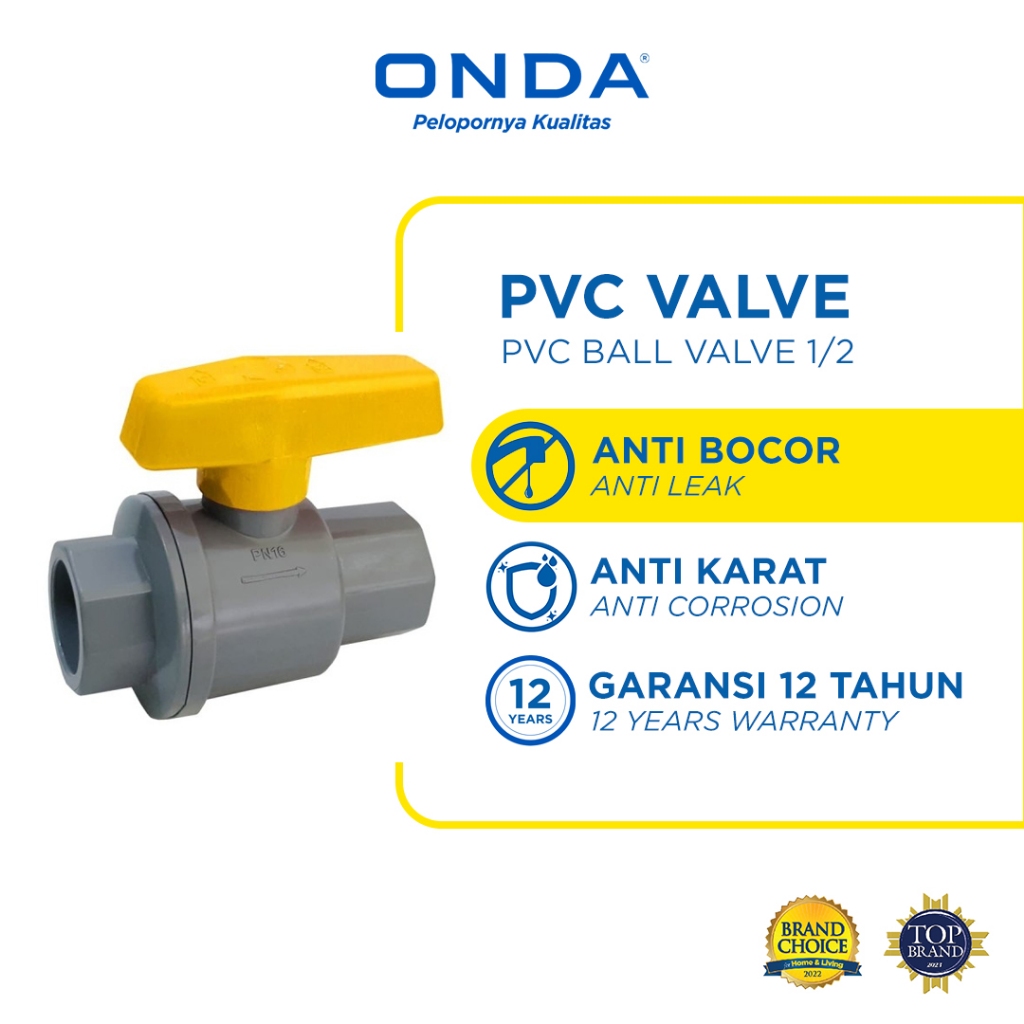 Jual ONDA Ball Valve Pembuka Penutup Aliran Air PVC Anti Karat dan Anti ...