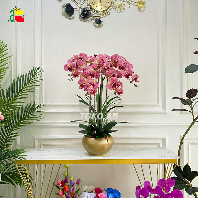 Jual 1 SET RANGKAIAN BUNGA ANGGREK LATEX JUMBO POT GOLD BESI PREMIUM ...