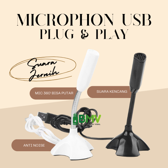 Jual Mic USB Microphone Stand Mini Sekolah Kerja Zoom PC Laptop Plug ...