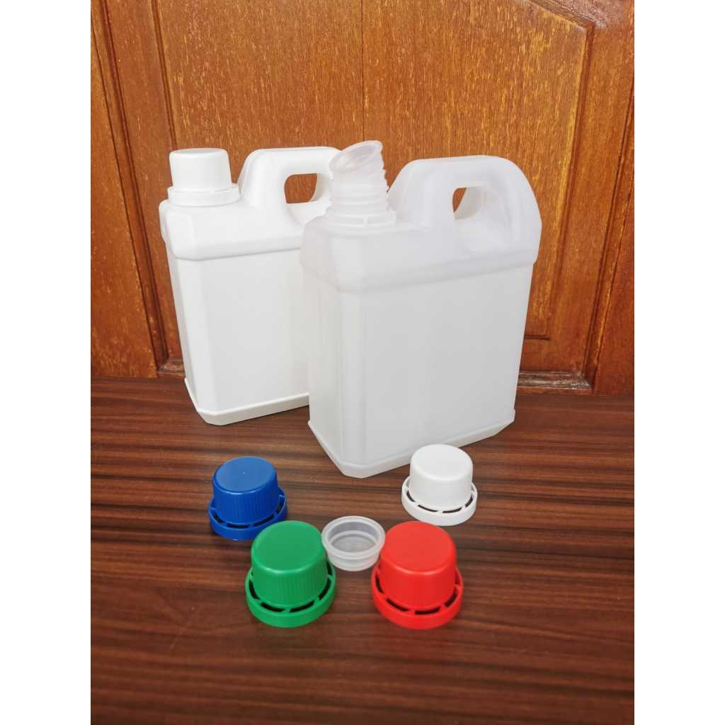 Jual Jerigen Jrigen jerrycan PUTIH & NATURAL 1L 1 L liter kotak Pendek ...