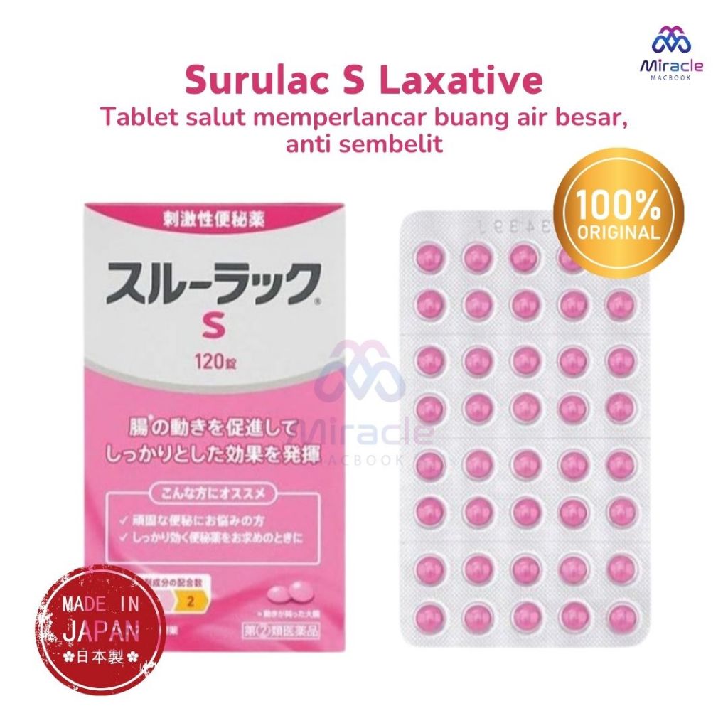 Jual Surulac S Laxative 40 120 240 Tablet Obat sembelit Jepang Original ...