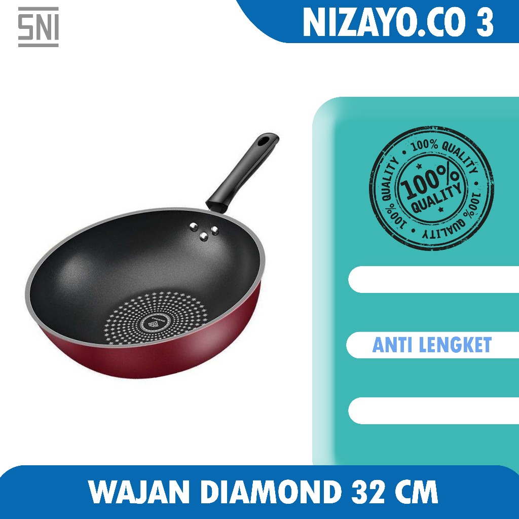 Jual Wajan Diamond 32 cm Anti Lengket Wok Pan Wajan Penggorengan ...