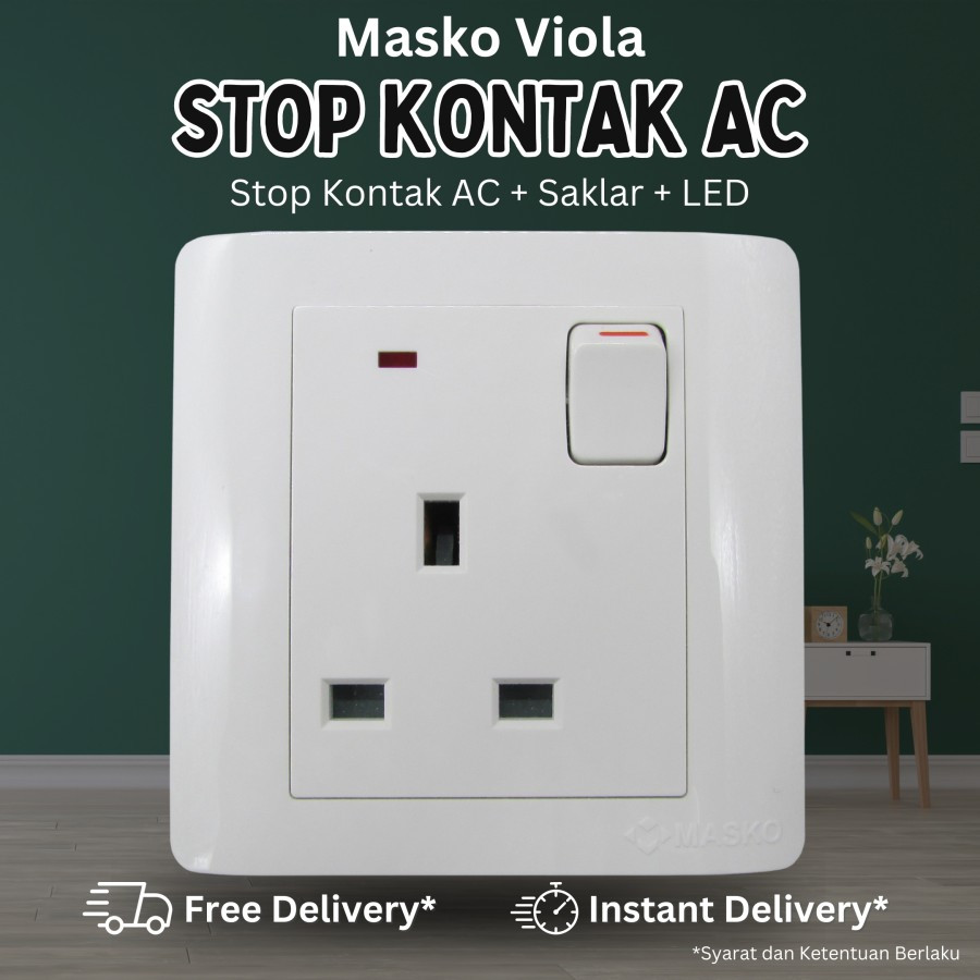 Jual MASKO IB Stop Kontak AC + Saklar Lampu VIOLA CP 2P V-353 Putih SNI ...