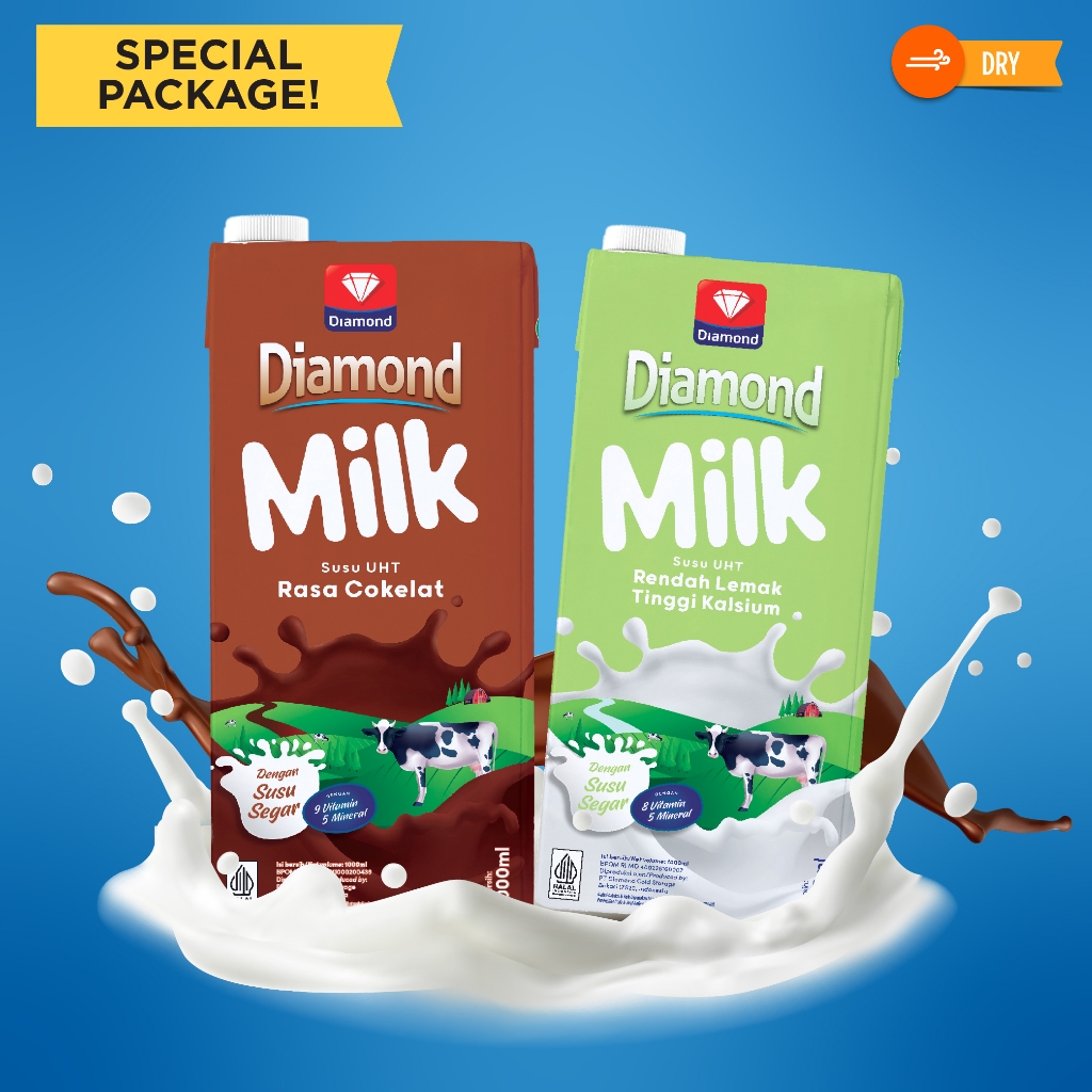 Jual PROMO DIAMOND UHT MILK CHOCOLATE & LO-FAT 1 LT | Shopee Indonesia