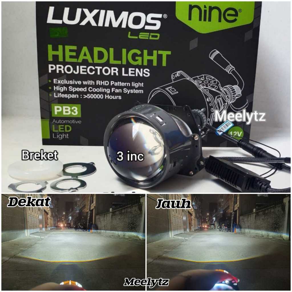 Jual Projector Biled Nine Luximos PB3 Blue Lens 3inc cahaya RHD 62Watt ...