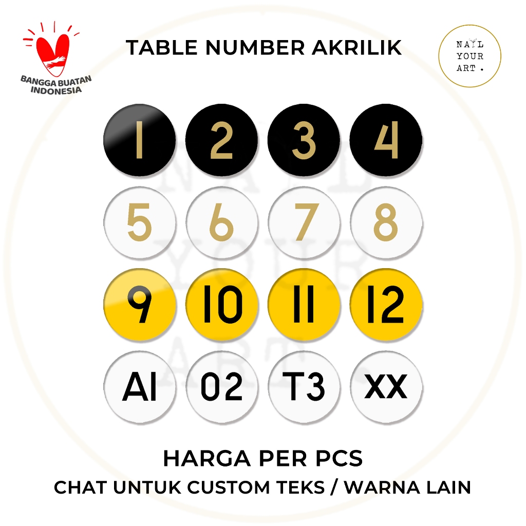 Jual NOMOR MEJA AKRILIK BULAT 5CM - table number Sign Tempel ukuran 5 ...