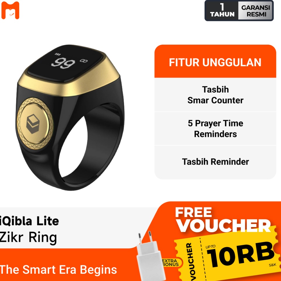 Jual KODE G48X iQibla Zikr Smart Ring Lite Cincin Tasbih Digital ...