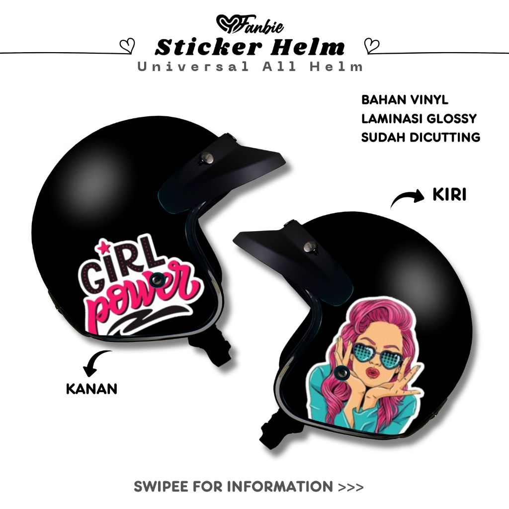 Jual STIKER HELM BOGO STRIPING UNIVERSAL FULL SET MOTIF POWER GIRL ...