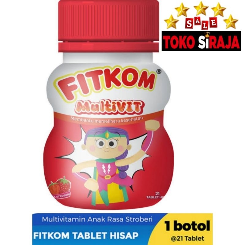 Jual FITKOM TABLET HISAP RASA STROBERI 21 TABLET HISAP MULTIVIT BOTOL ...