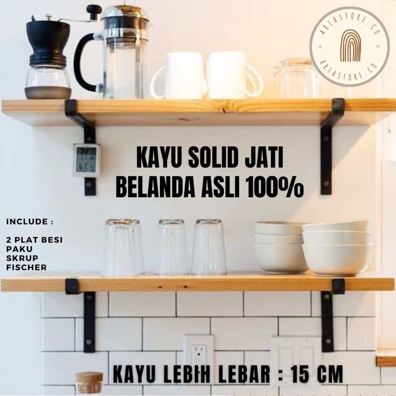 Jual [KAYU ASLI] RAK KAYU AMBALAN DINDING INDUSTRIAL ESTETIK | RAK KAYU ...