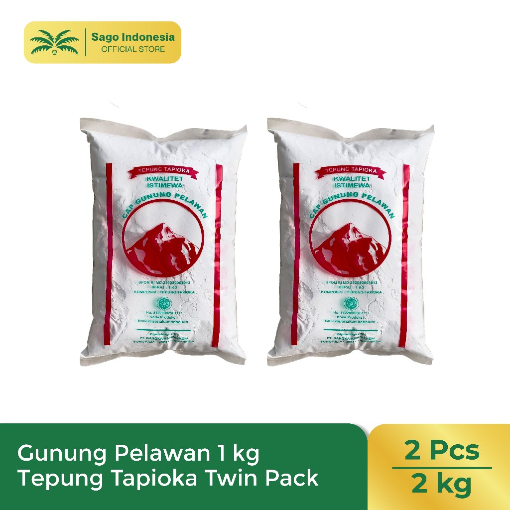 Jual Tepung Tapioka Cap Gunung Pelawan 1 kg Twin Pack | Shopee Indonesia