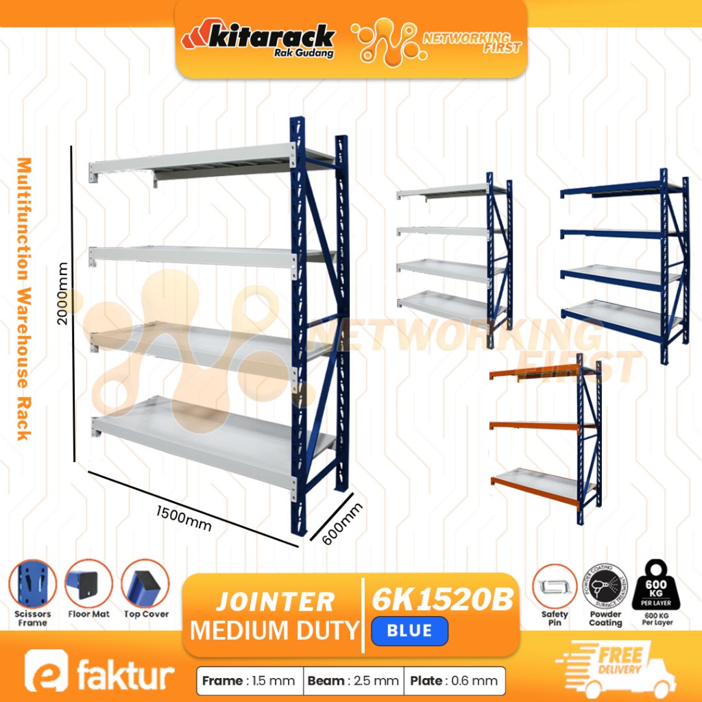 Jual Rak Gudang Jointer Frame Biru 600kg/Layer P:1500mm L:600mm T ...