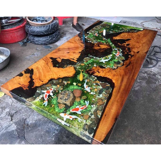 Jual MEJA MAKAN DINING TABLE EPOXY RESIN PREMIUM: PERPADUAN ELEGAN KAYU ...