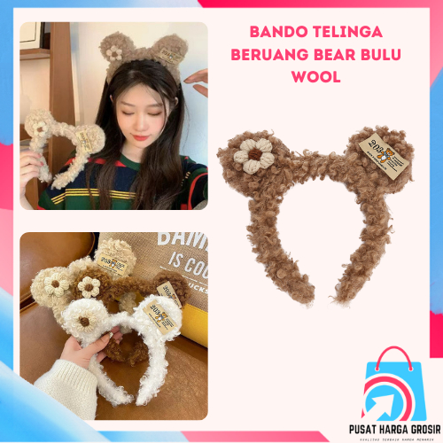 Jual PHG - Bando Telinga Beruang Bear Bulu Wool Hairband fashion Korean ...