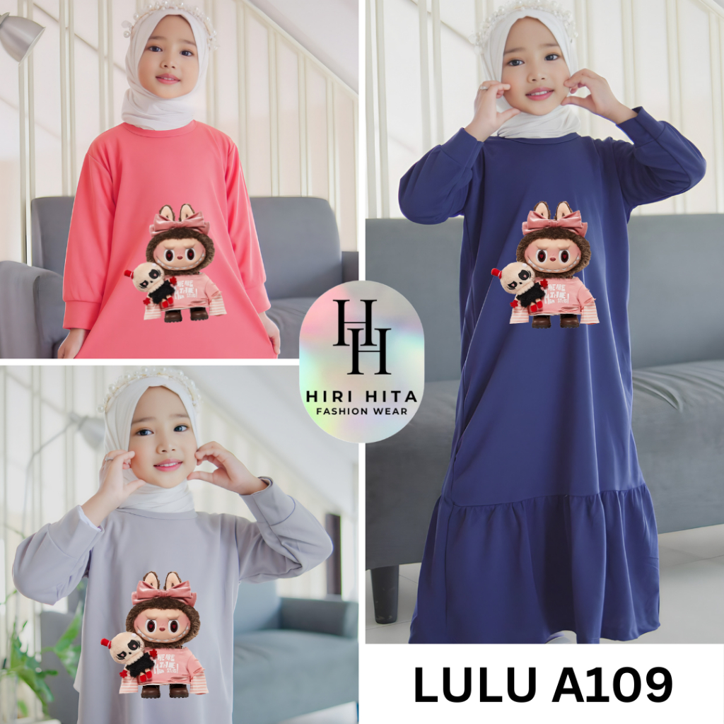 Jual Hirihita A109 Baju Gamis Lulu Anak Perempuan Monster Labu Labu ...
