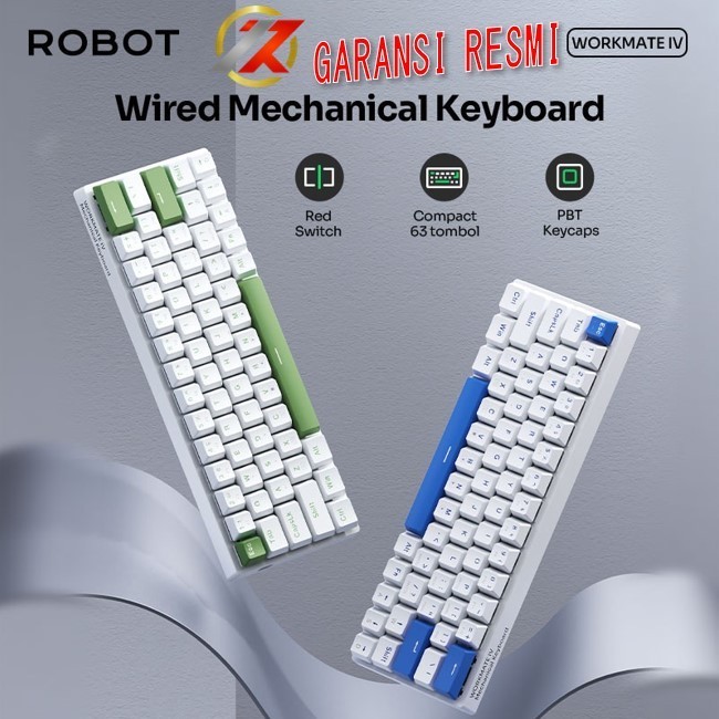 Jual ROBOT WORKMATE IV Mechanical Wired Keyboard Gaming 63 Keys PBT ...