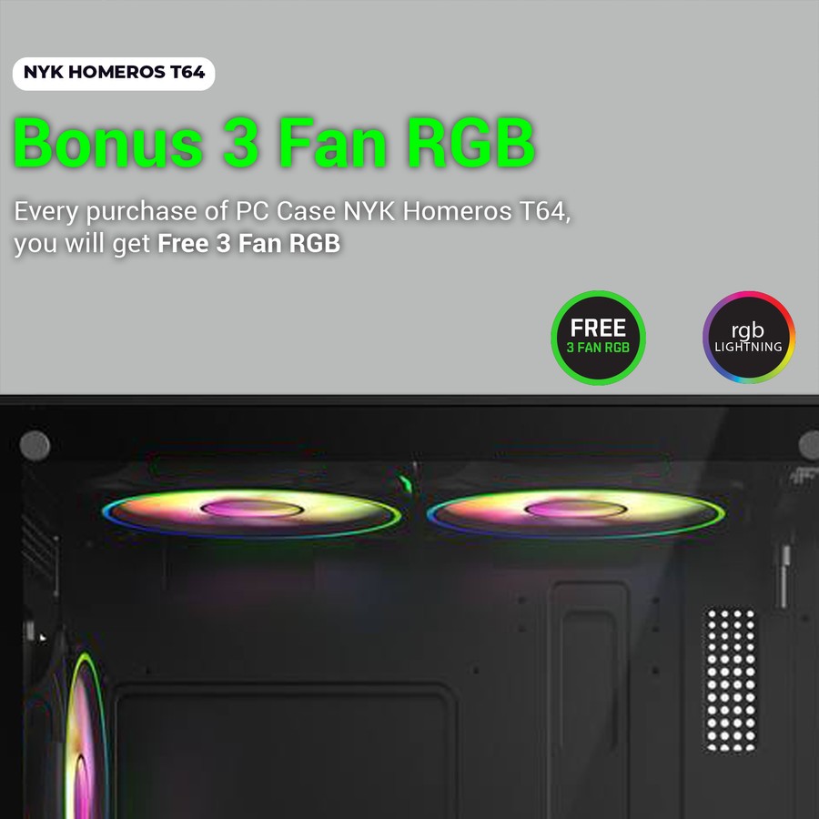 Jual NYK Nemesis Gaming Case T64 Homeros Aqua M-ATX Free 3 Fan Casing ...