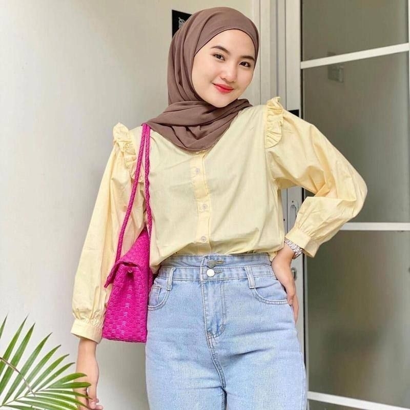 Jual Onlyysstore Yurim Blouse Ruffle - Atasan Wanita - Kemeja Linen ...
