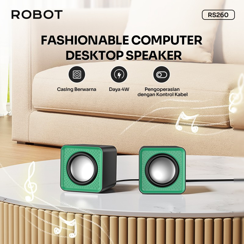 Jual ROBOT Speaker Komputer RS260 Deep Bass 35mm Audio Usb Jack ...