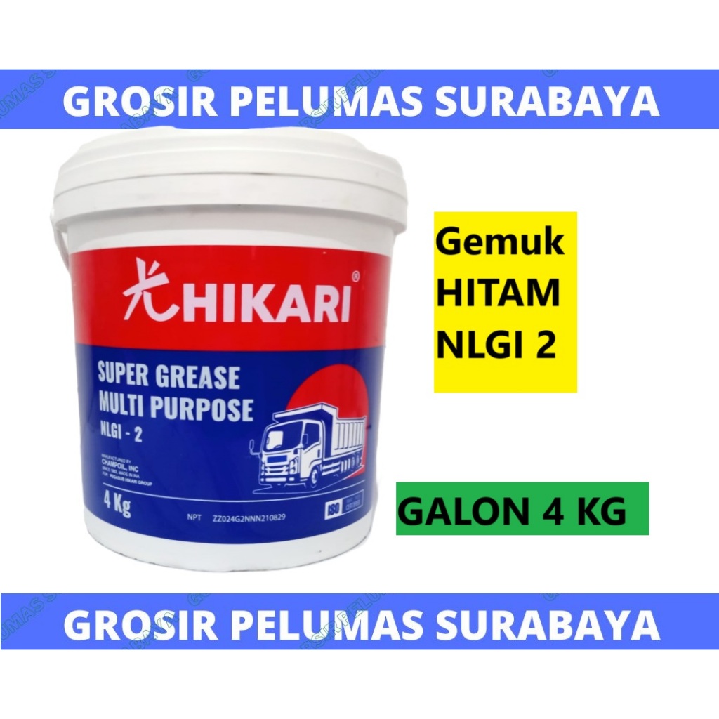 Jual GALON 4KG Gemuk HIKARI Super Black Grease Multipurpose NLGI 2 ...