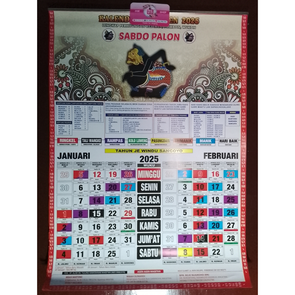 Jual Pre Order - Kalender primbon jawa 2025 sabdo palon jumbo | Shopee ...