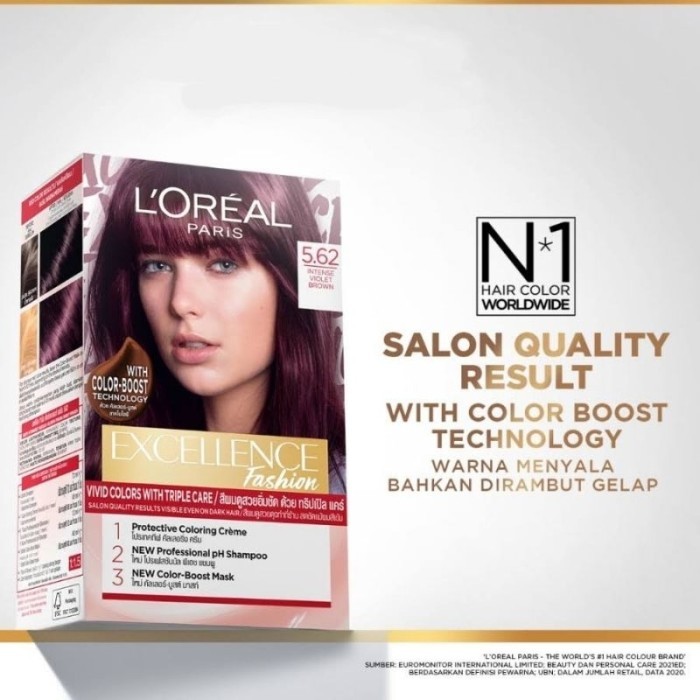 Jual L'Oreal Paris Excellence Creme Triple Care Hair Color 5.62 Intense ...