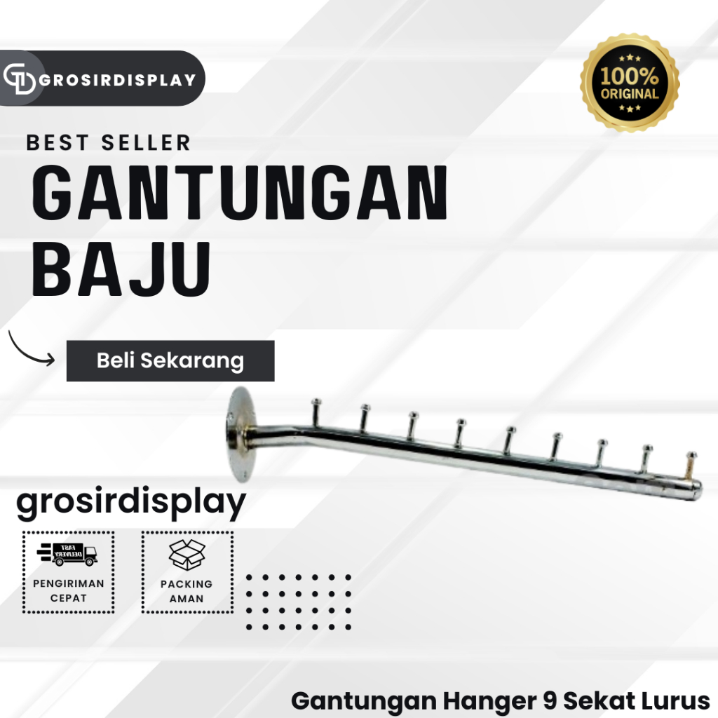 Jual Gantungan Baju Suling 9 Sekat Lurus Tebal Tempel Tembok Stainless ...