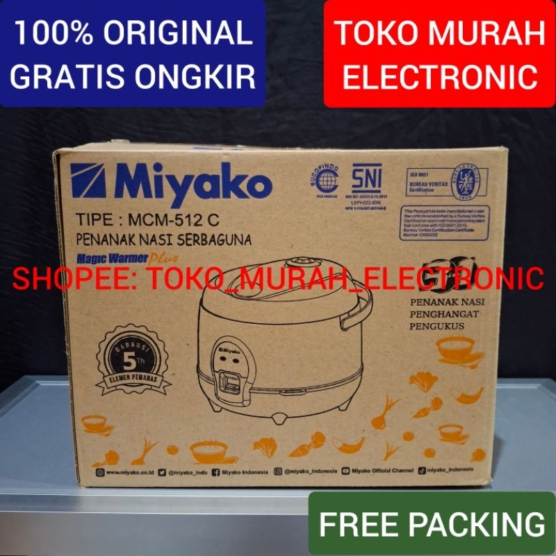 Jual TME - Rice Cooker Miyako MCM-512C 1,2 Liter Original SNI | Shopee ...