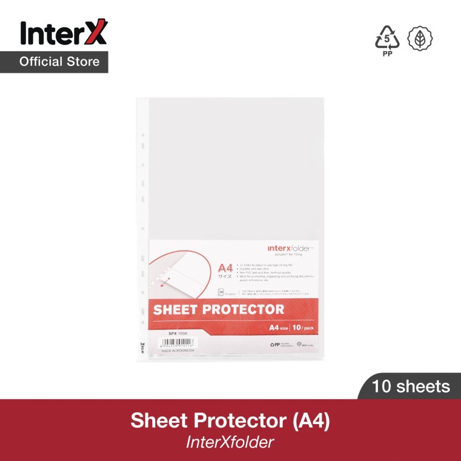 Jual InterX Sheet Protector A4 Original (10 LEMBAR) / PP Pocket Sheet ...