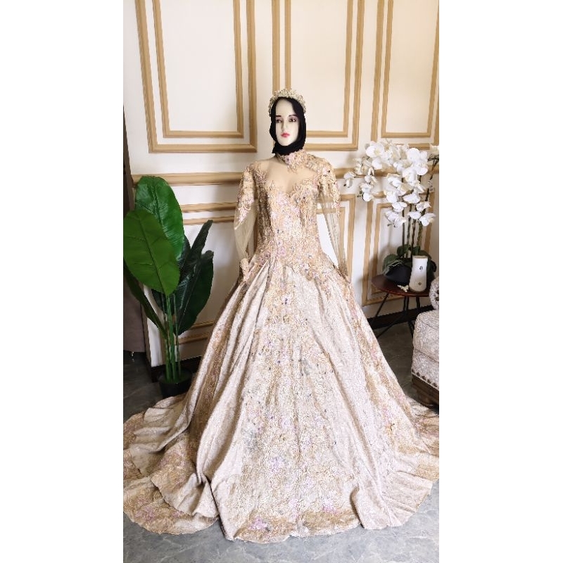 Jual GAUN PENGANTIN BALL GOWN COKSU NGEKOR PANJANG | Shopee Indonesia